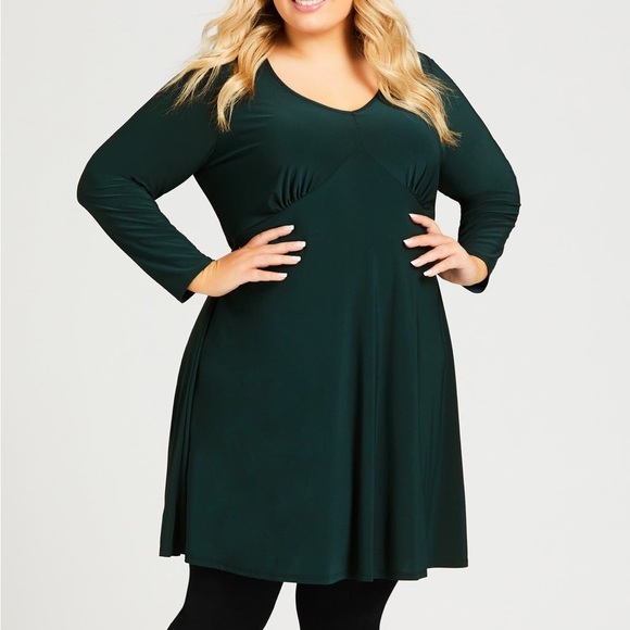 Avenue | Dresses | Avenue Plus Size Sea Green Vneck Ruched Front Empire ...